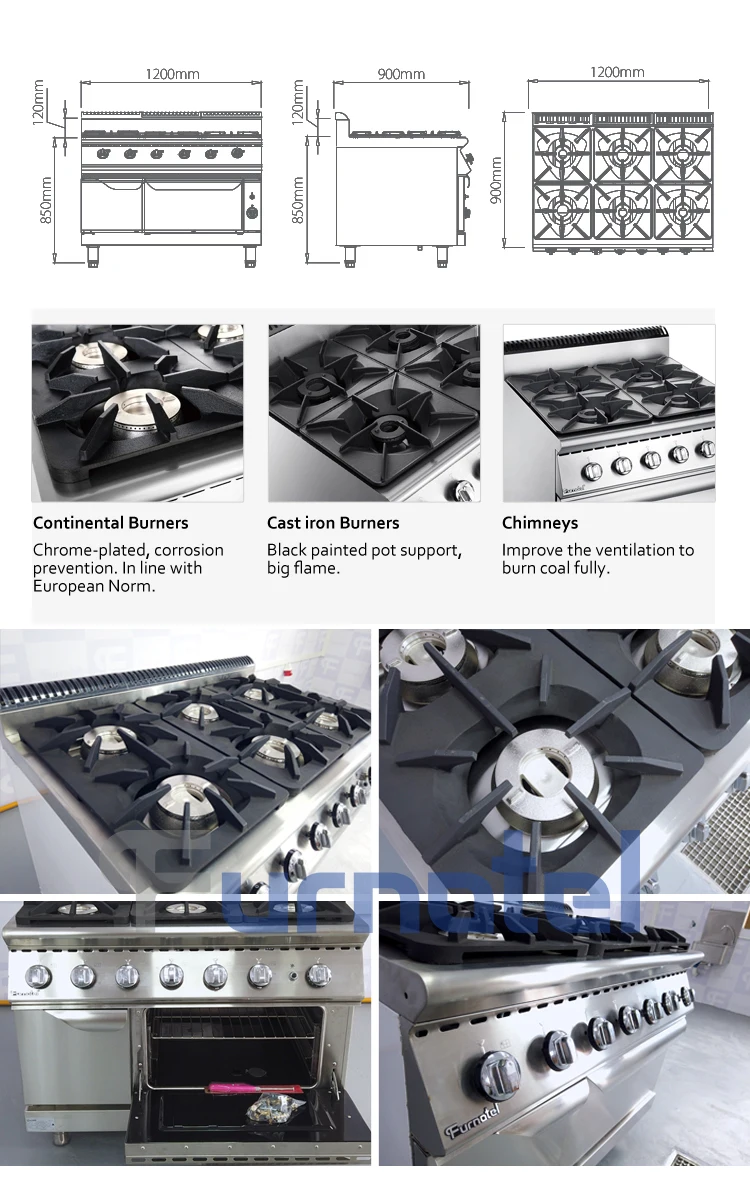 6-burner / 4-burner Freestanding Gas Cooker Range Stove With Oven For ...