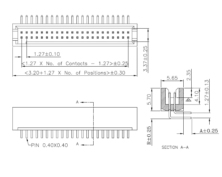 1.27mm 2x10pin Pin Right Angle Male Shrouded Pcb Idc Socket - Buy 1.27 ...