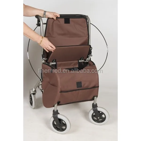Folding Shopping Trolley Cart for Elderly - Blue Steel