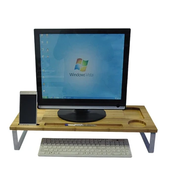 Eco-friendly Organizer Wooden Desktop Bamboo Monitor Riser Stand - Buy ...