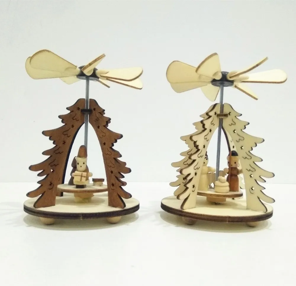 Wholesale Laser Cut Wood Christmas Pyramids with Santa