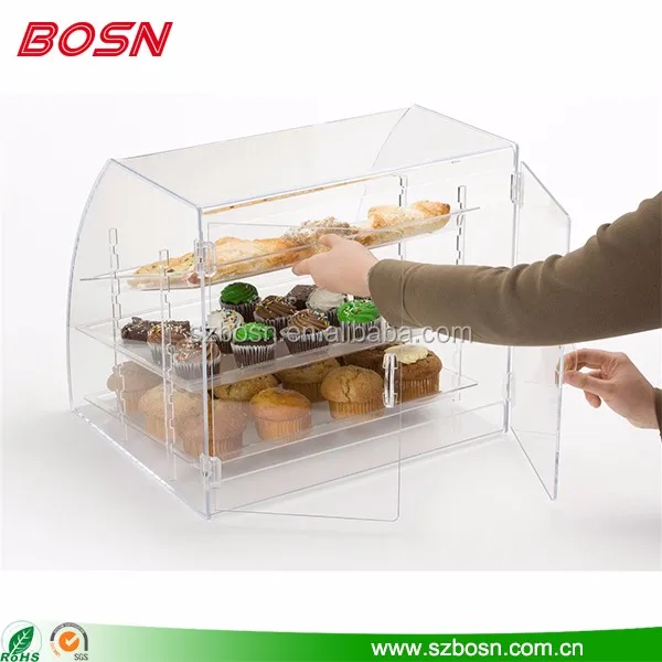 Large 3 Layer Pastry Case Lucite Perspex Cookie Cabinet Plexiglass Cake ...