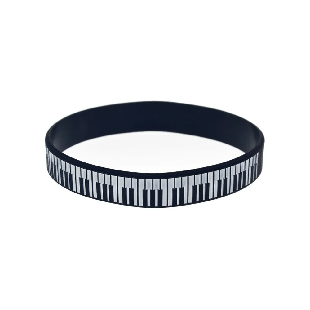 50pcs Piano Keyboard Silicone Wristband White And Black Adult Size ...