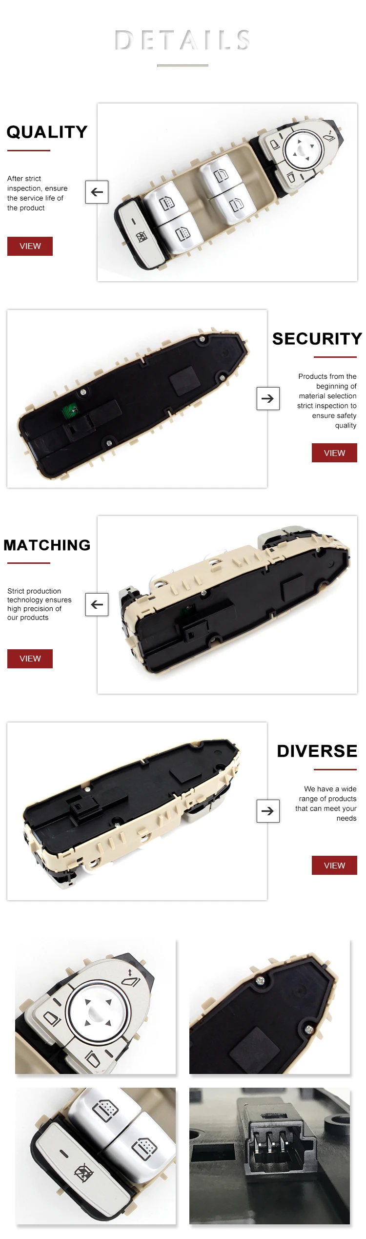 Hot Selling Driver Side Glass Lifter Auto Power Window Switch For Benz ...