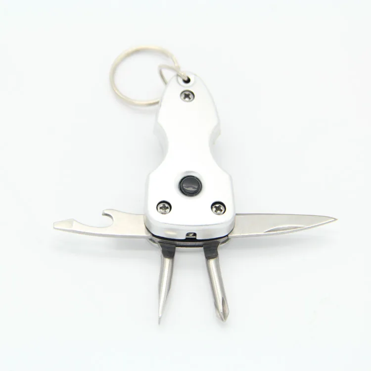 Portable Multi Functional Couple Sword Folding Knife Shaped Metal Key Chain