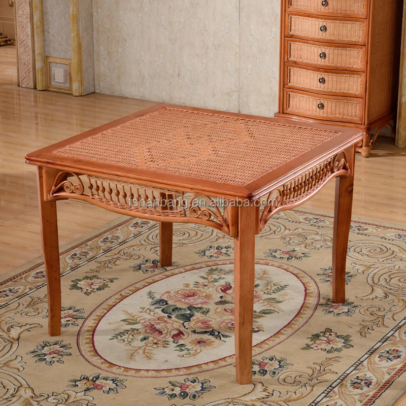 2015 China Antique Nature Rattan Malacca Cane Wood Dinning Room Table ...