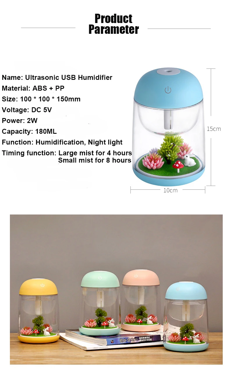 New Portable Usb Humidifier Color Led Light Micro-landscape Ultrasonic ...