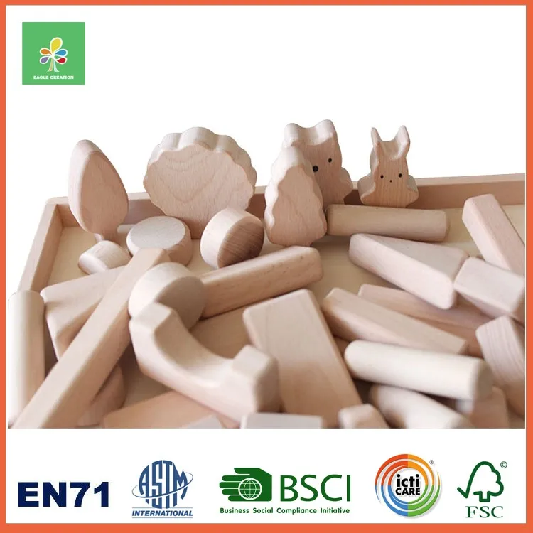 Wooden Animal Building Block Toys Natural Eco Friendly Wood Building ...
