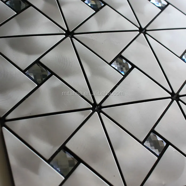 Gray Triangle Pattern Decorative Wall Tile Aluminium Crystal Glass ...