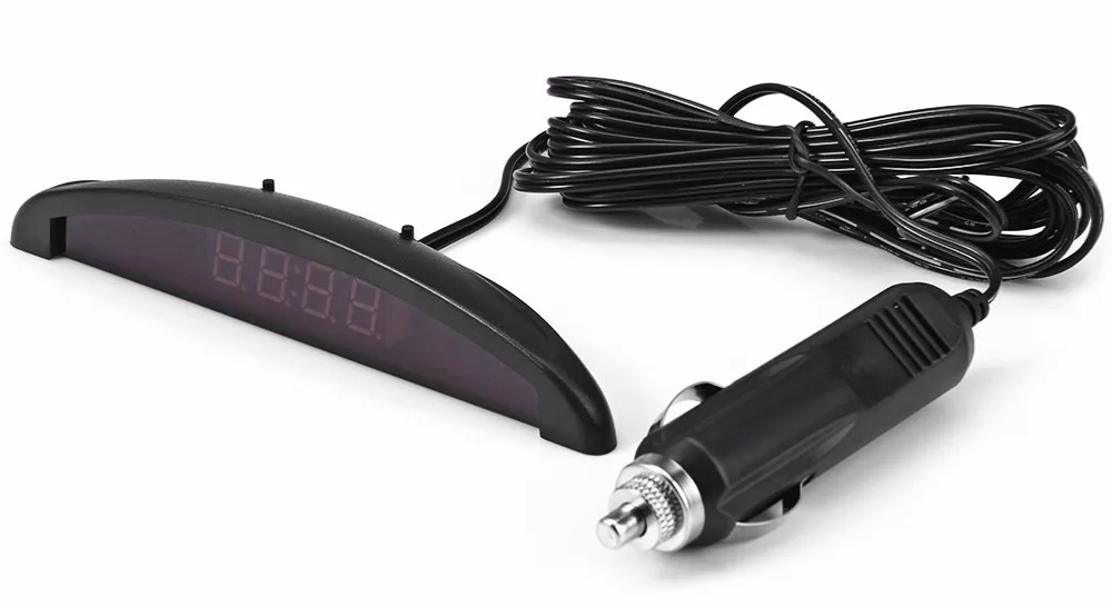 New Multifunction Black 12v Led Luminous Digital Car Desk Clock ...