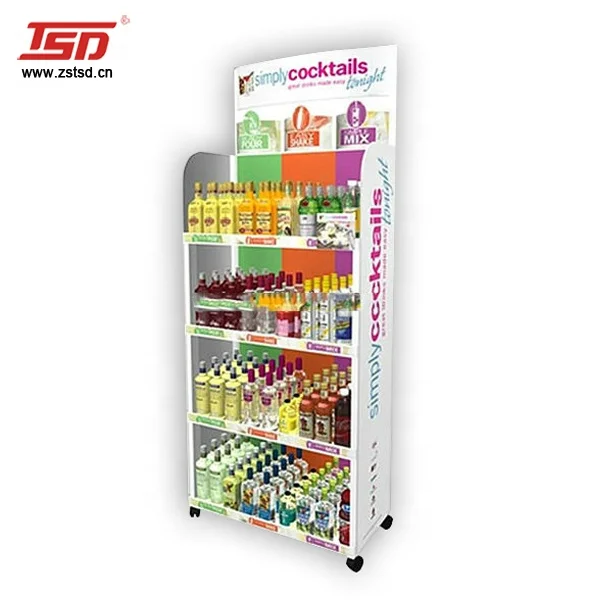 Custom 4 Tiers Food Display Rack With Castors/soft Drink Display Shelf ...