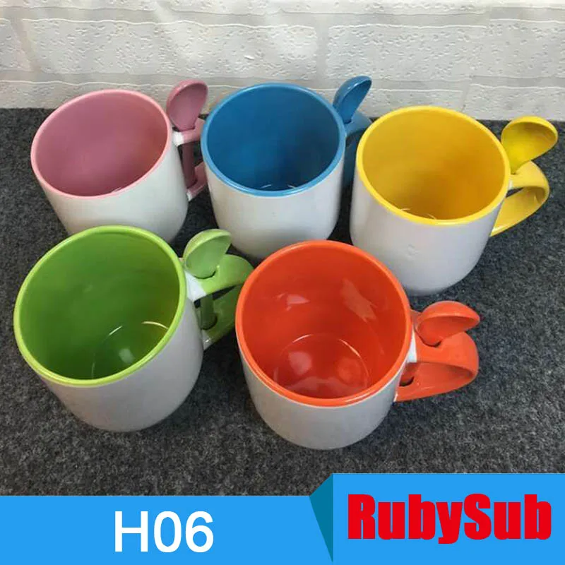 Sublimation Personalized Inner Color Coffee Cup 12oz With Spoon ...