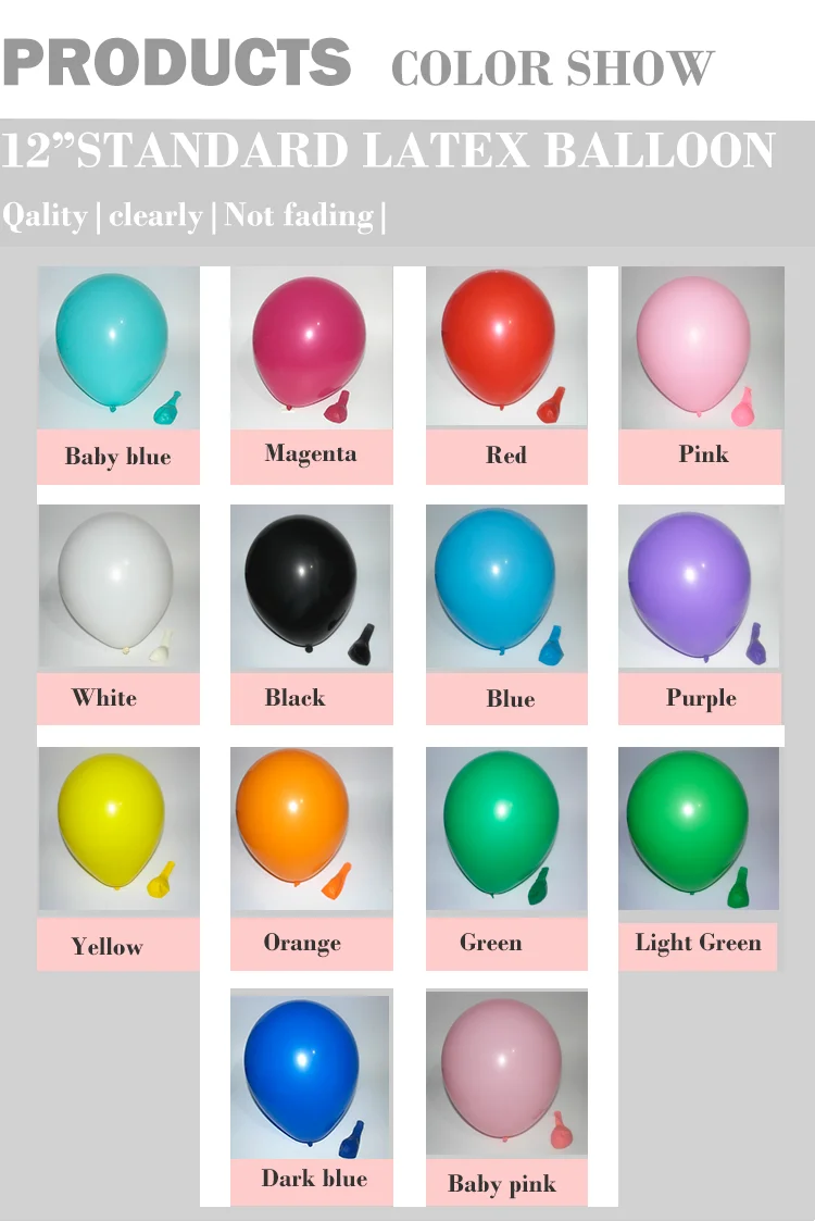 2.2g 100% Latex Balloon Standard Pastel Chrome Metallic Color Plain ...