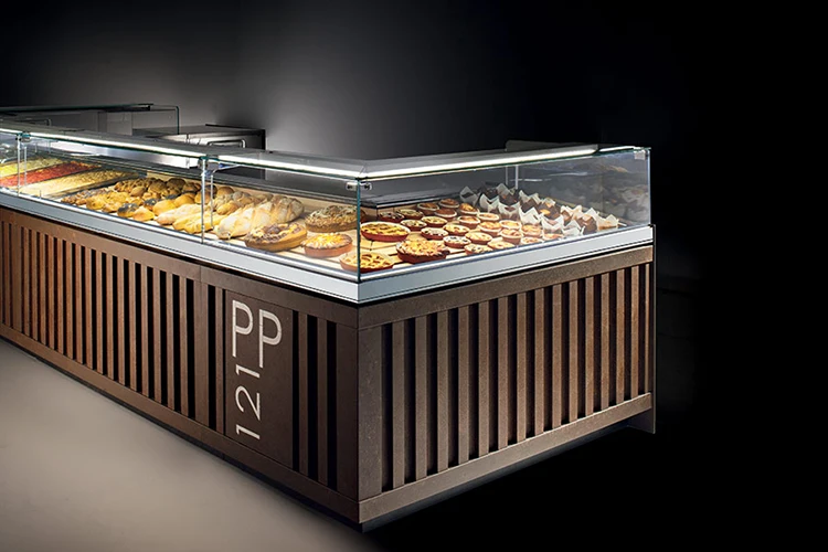 Customized Bakery Glass Display Gondola Stand - Nordic Style