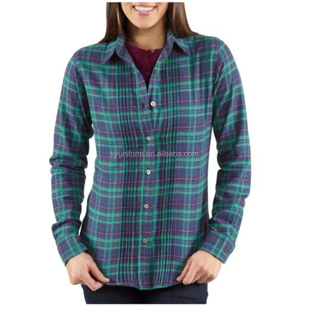 Women's Scotch Plaid Shirt Ladies Red/ Green/black Check Flannel Shirts ...