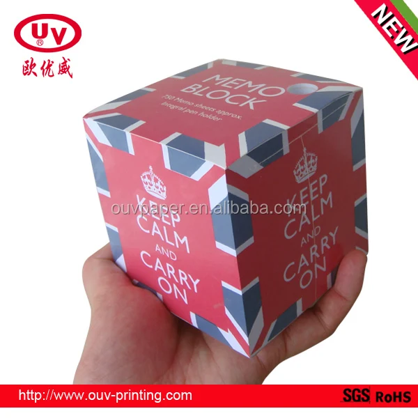 Customized Paper Block Note Cube Memo Cube With Pen Hole - Buy Memo ...