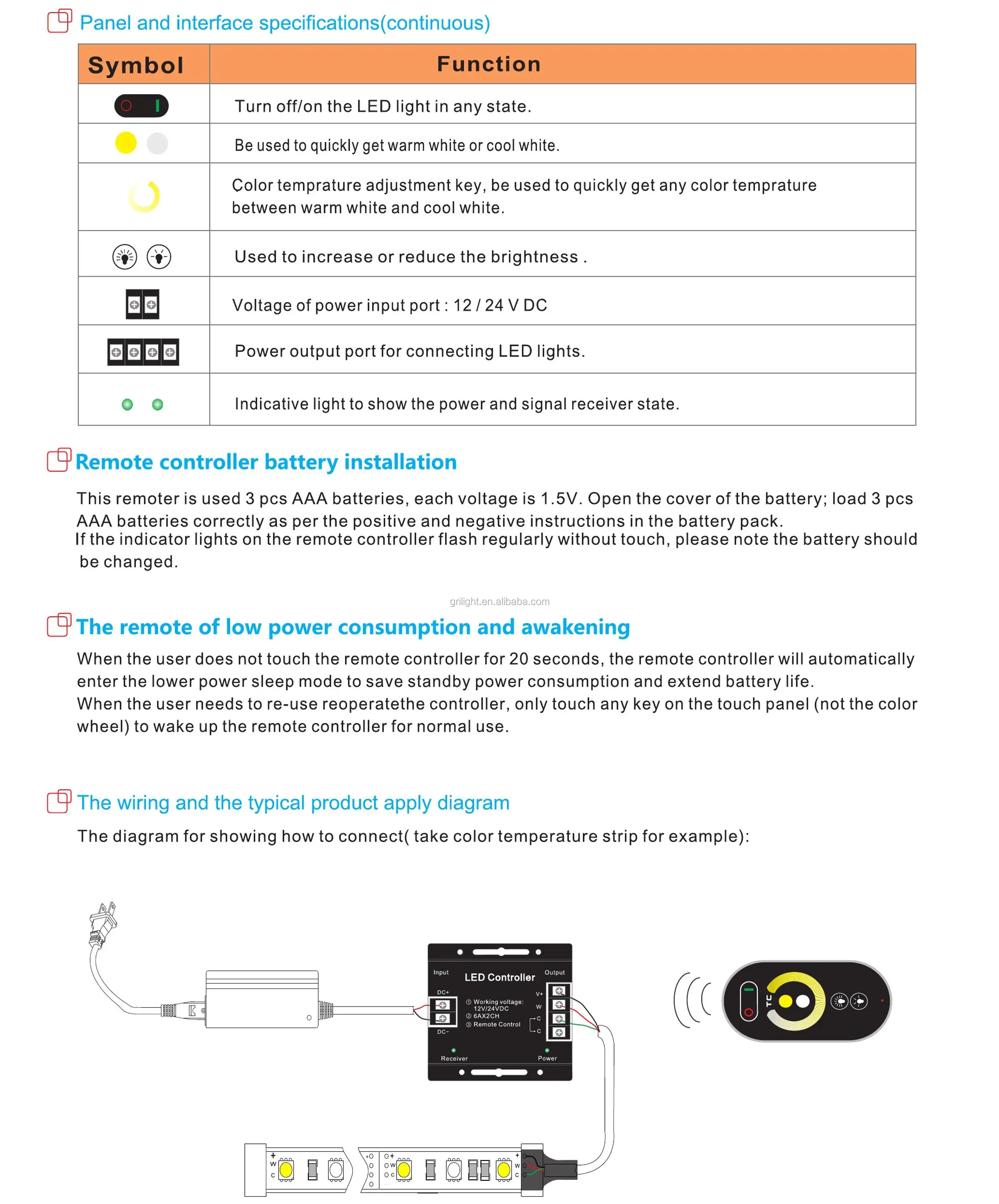 6A 2CH Touchable Remote Rohs Led Controller for Cct Led Strip