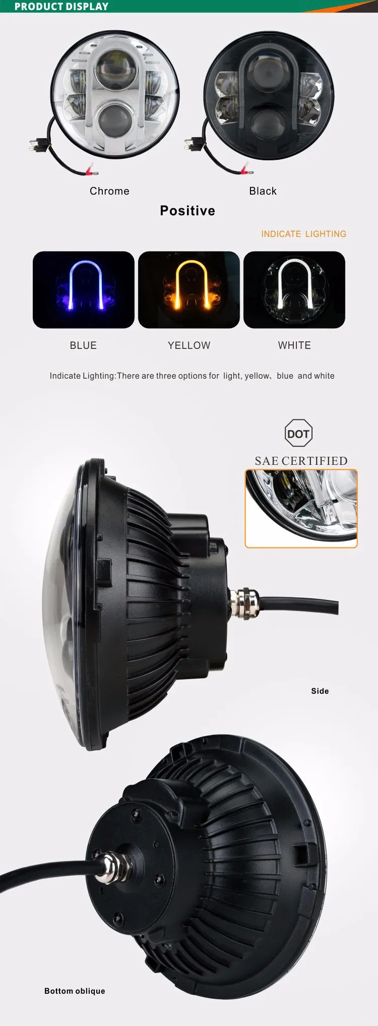 Tuff Plus Round 7 Inch Emark High Beam Led Car Auto Head Lights Bulb ...