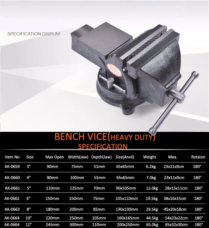 6" Heavy Duty Adjustable Bench Vise - Buy Bench Vise,Heavy Duty Bench ...
