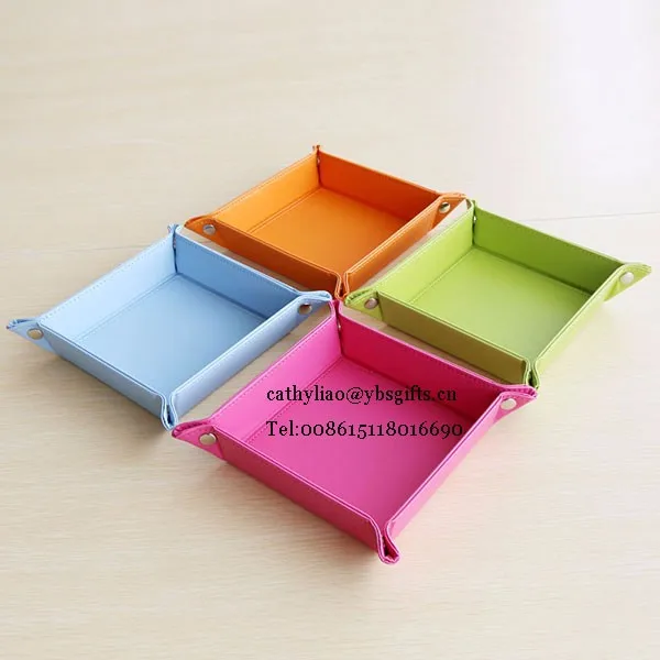 Wholesale Personalized Folding Snap Leather Tray,Fashion Square Leather ...