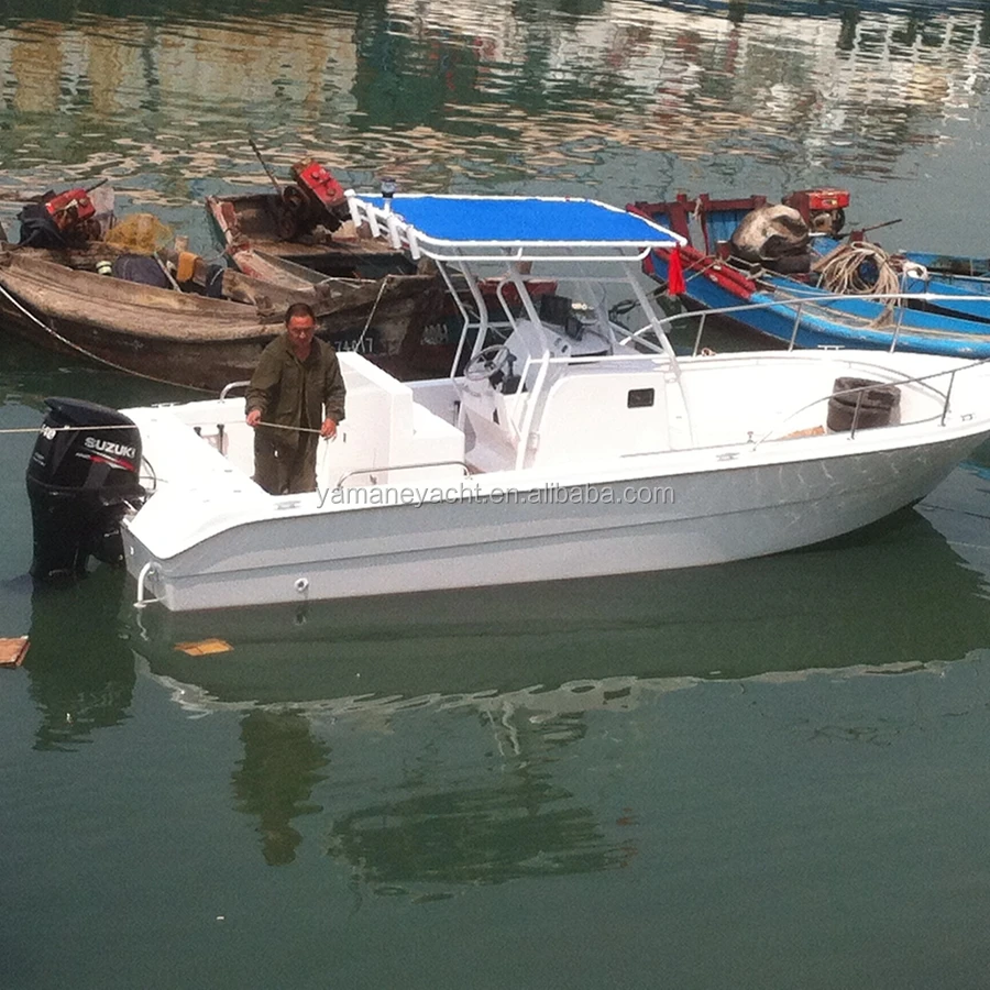 Outboard Engine Customized Color T Top Fiberglass Hull Boat For River ...