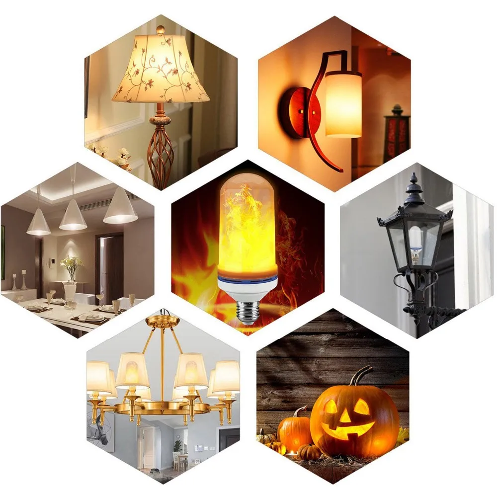 LED Flame Effect Fire Light Bulbs - Warm Yellow Torches