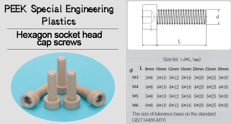 PEEK Hex Socket Head Screws - Durable Plastic Fasteners