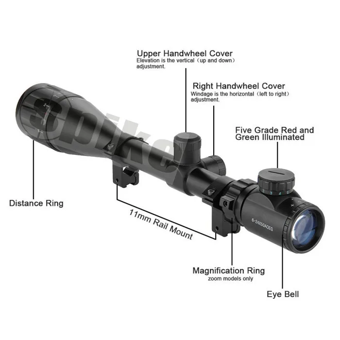 Spike Ao 6-24x50 Hunting Riflescope,Tactical Rifle Scope,Red Green ...