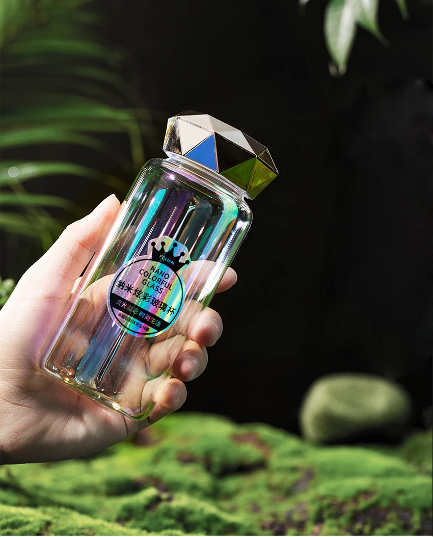 New Style Nano Colorful Mirror Diamond Dazzle Glass Water Bottle,Gift ...