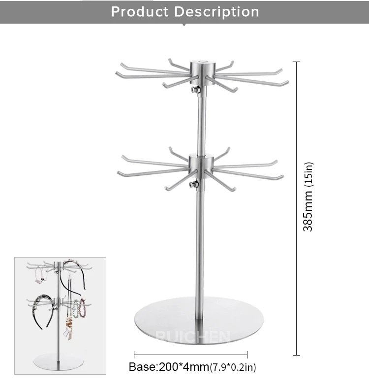Metal 2 Tier Rotating Jewelry Display Stand Rotatable Counter Top ...