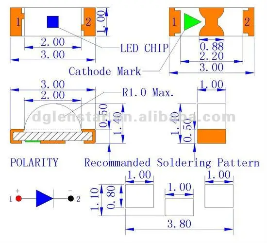Chip 3010 ( 1104 ) Series Right Angle T1.4mm Clear Mono-color Type Smd ...