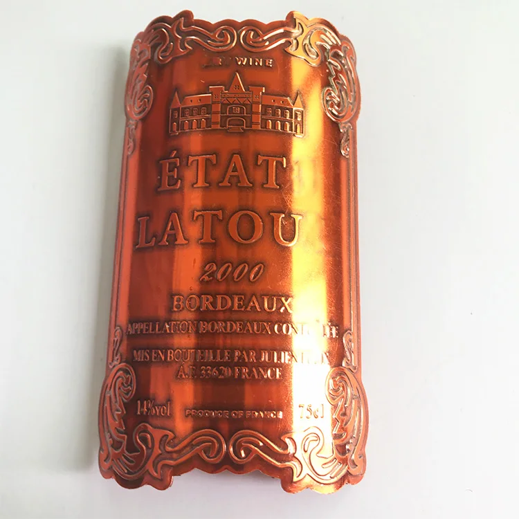Customized Wine Bottle Metal Label Stickers - Waterproof