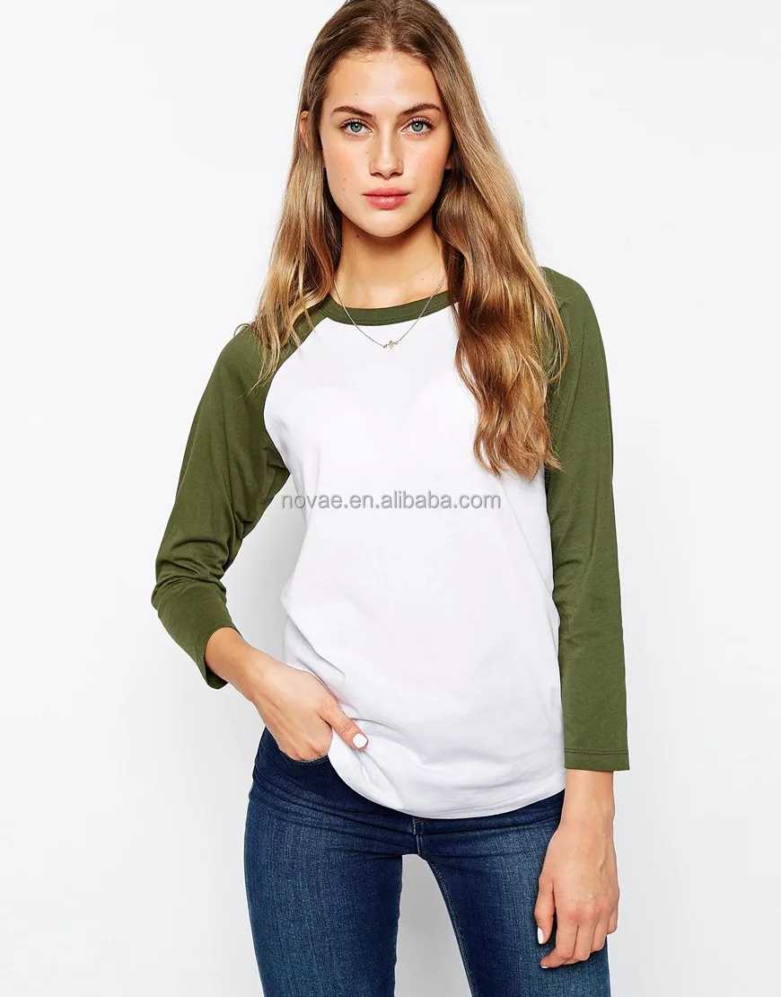 Raglan T Shirt Women High Quality Plain T Shirt Long Sleeve Baseball T ...