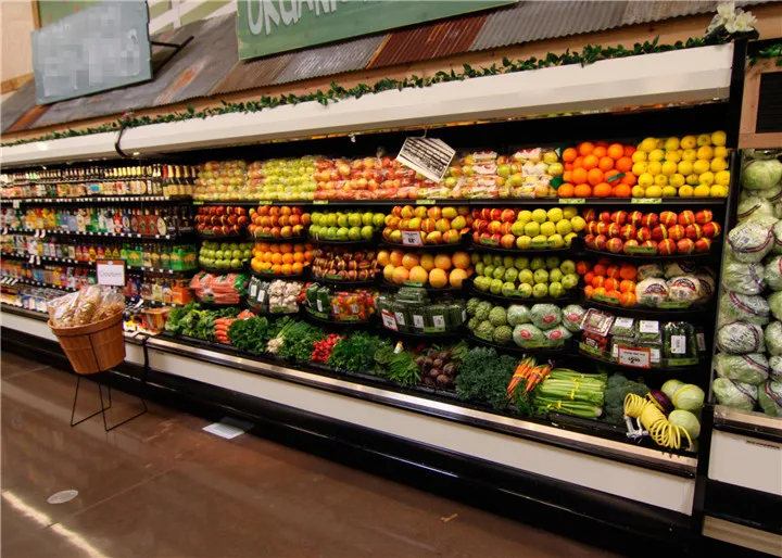 Wood Shelf Custom Modern Vegetable Display Stand Wholesale Supermarket ...