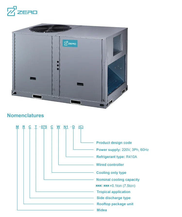 T3 Series R410A 60hz 7.5~30 Ton Rooftop Packaged Unit AC