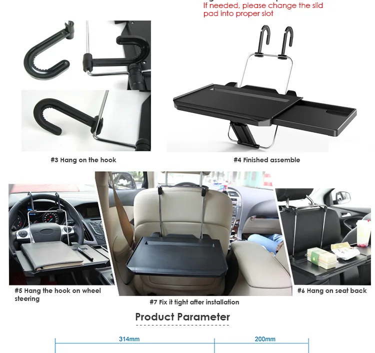 Multi-functional Portable Car Steering Wheel Seat Back Mount Laptop ...