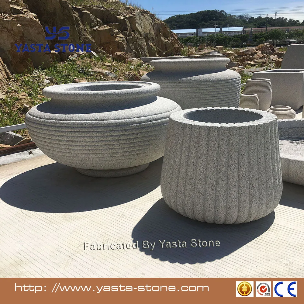 Hot Selling Round Grey Stone Pot Outdoor Decor Extra Big Flower Pot ...