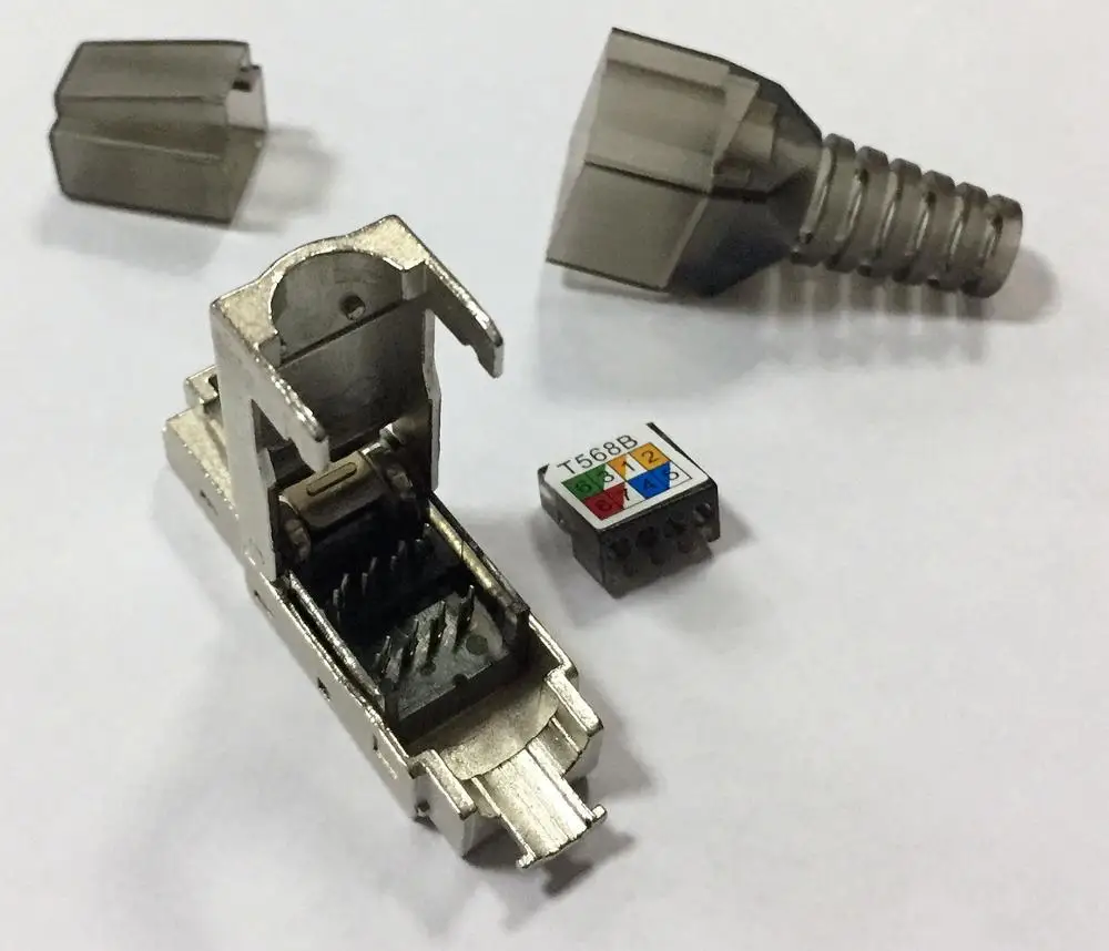 Cat6a Shielded Rj45 Connector Awg 23-27 Stp Utp Field Assembly Toolless ...
