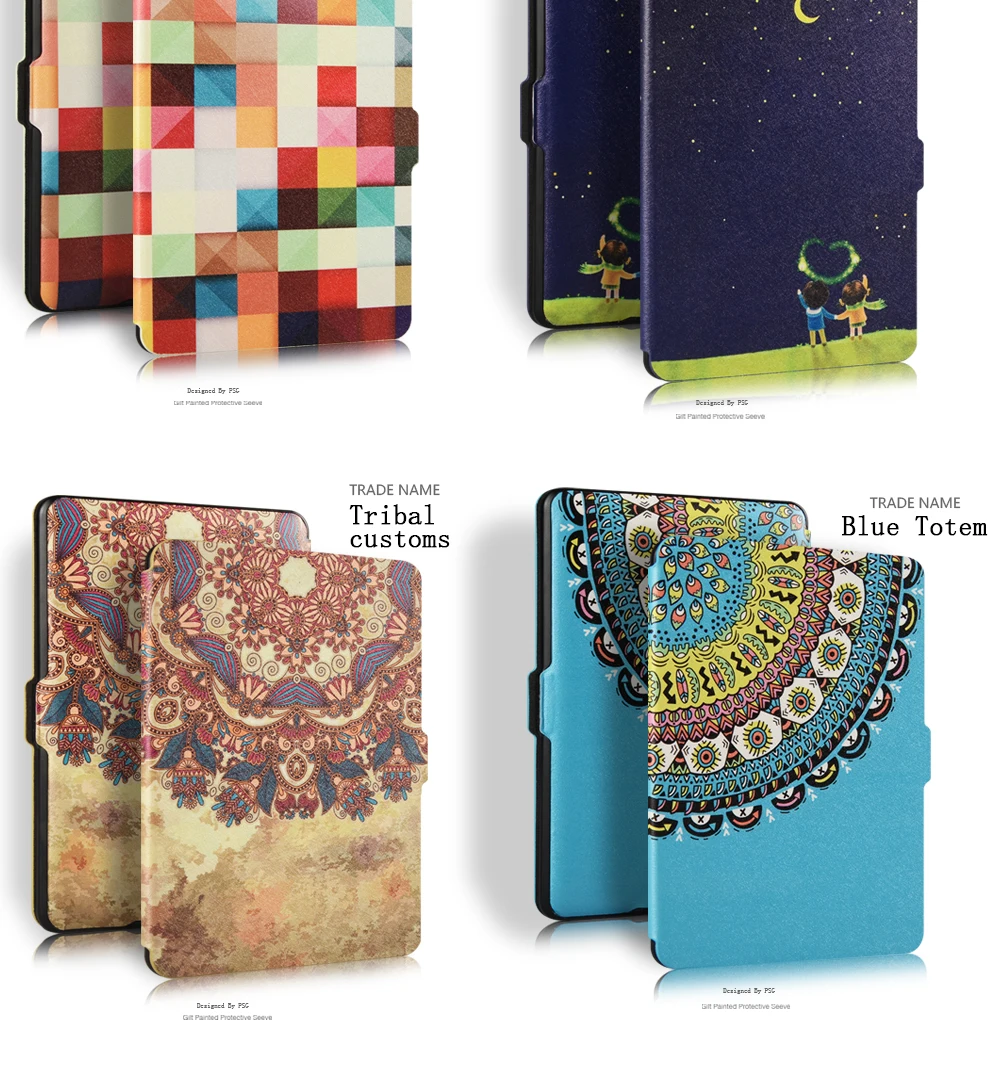 For Kindle Paperwhite Case Van Gogh Design Skin Lighted Slim Leather ...