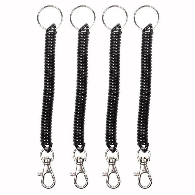 Spring Coil Keychain Key Cellphone Snap Hook Cord Retractable Key Ring ...