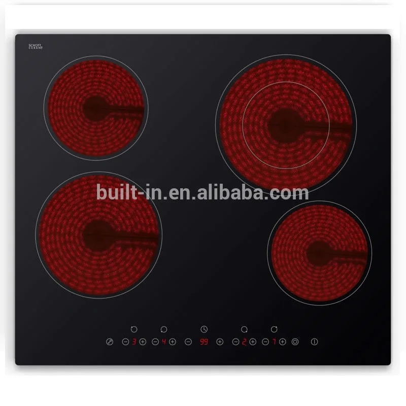 60cm 4 Burner Built in Electric Ceramic Hob with EUROKERA Glass