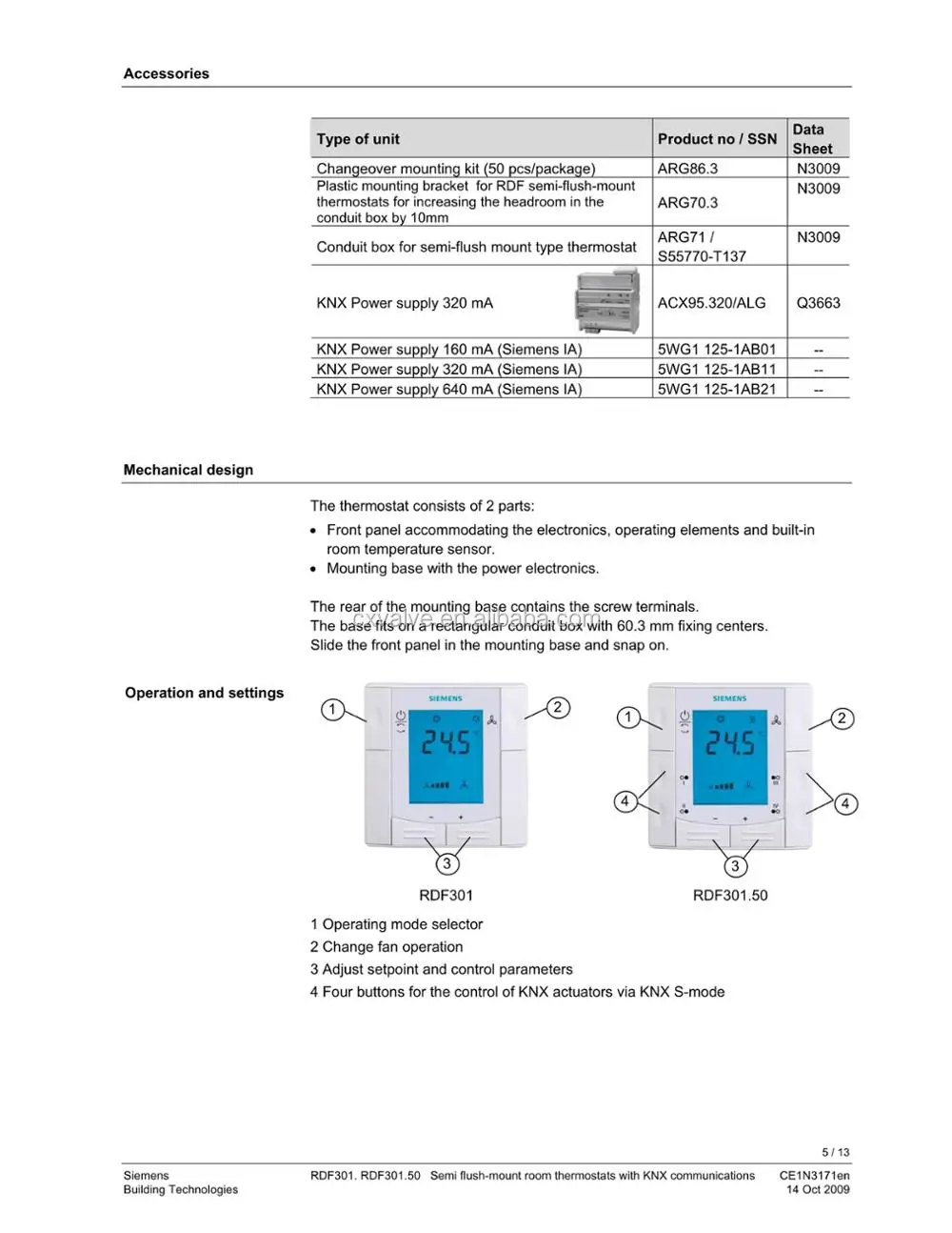Siemens Rdf302 Room Thermostats Controller - Buy Temperature Controller ...