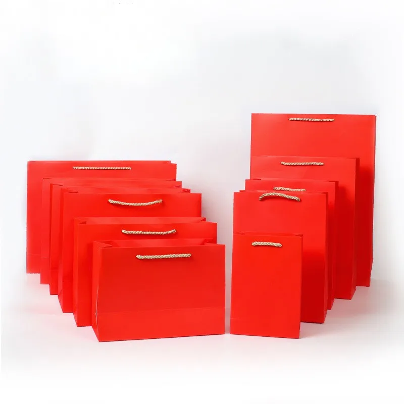 Wedding Red Paper Bag Custom Printed Logo With Brand Name Chinese New ...