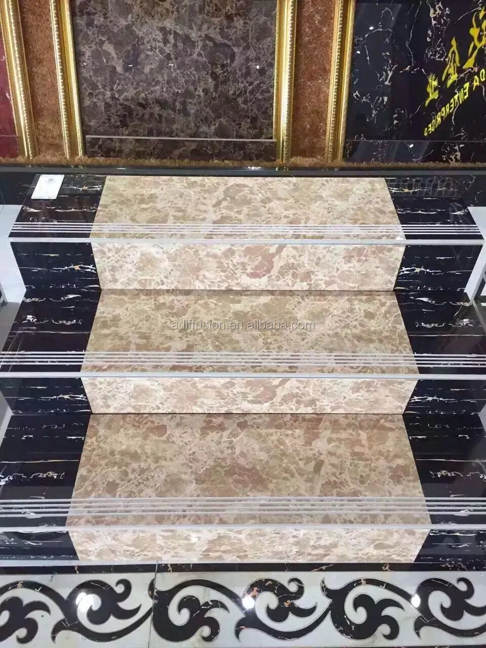 Glossy Ceramic Stair Step Tiles Polished Graphic Design Double Loading ...