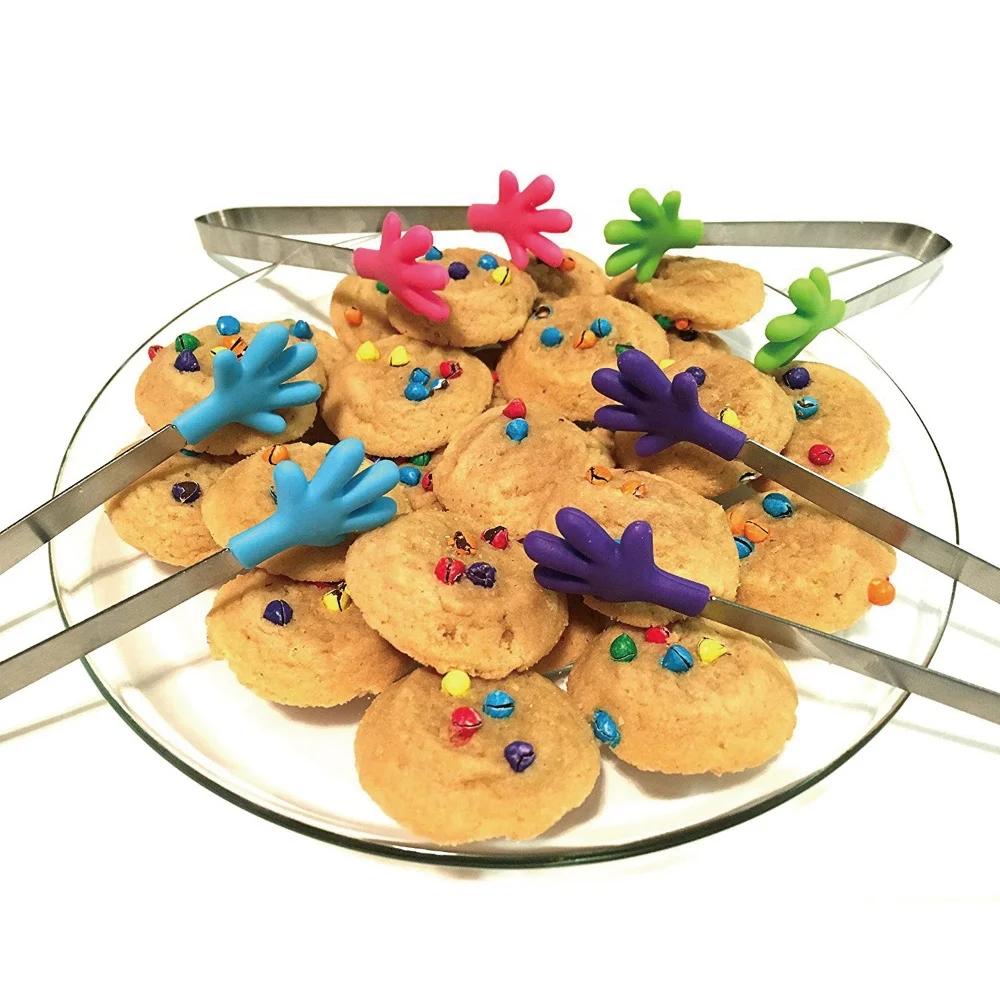 Kitchen Gadgets Mini Tongs Set of 4 Silicone Hand Shape Tongs