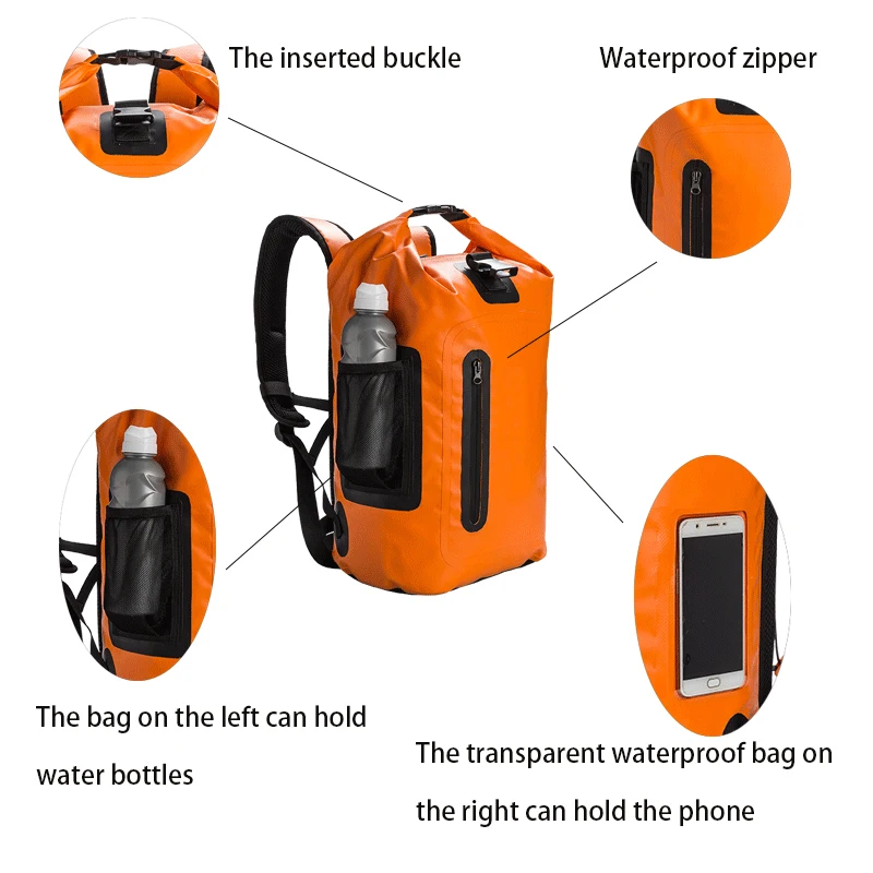 25l 500d Pvc Tarpaulin Hiking Camping Waterproof Backpack Bag - Buy ...