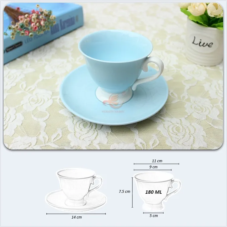 Wkt022b Fine Bone China Custom Printed Cafe Tea Cups And Saucers ...