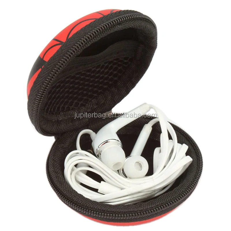 Red Round Ball EVA Earphone Carry Case - Durable & Stylish