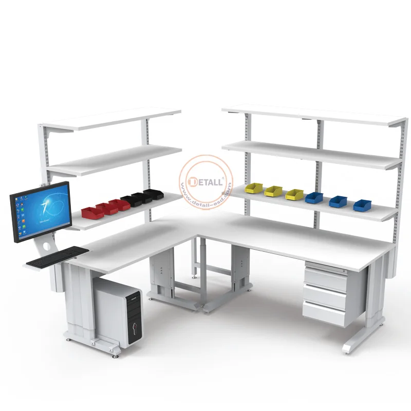 Detall Adjustable Industrial Workbench Inspection Table With Light ...