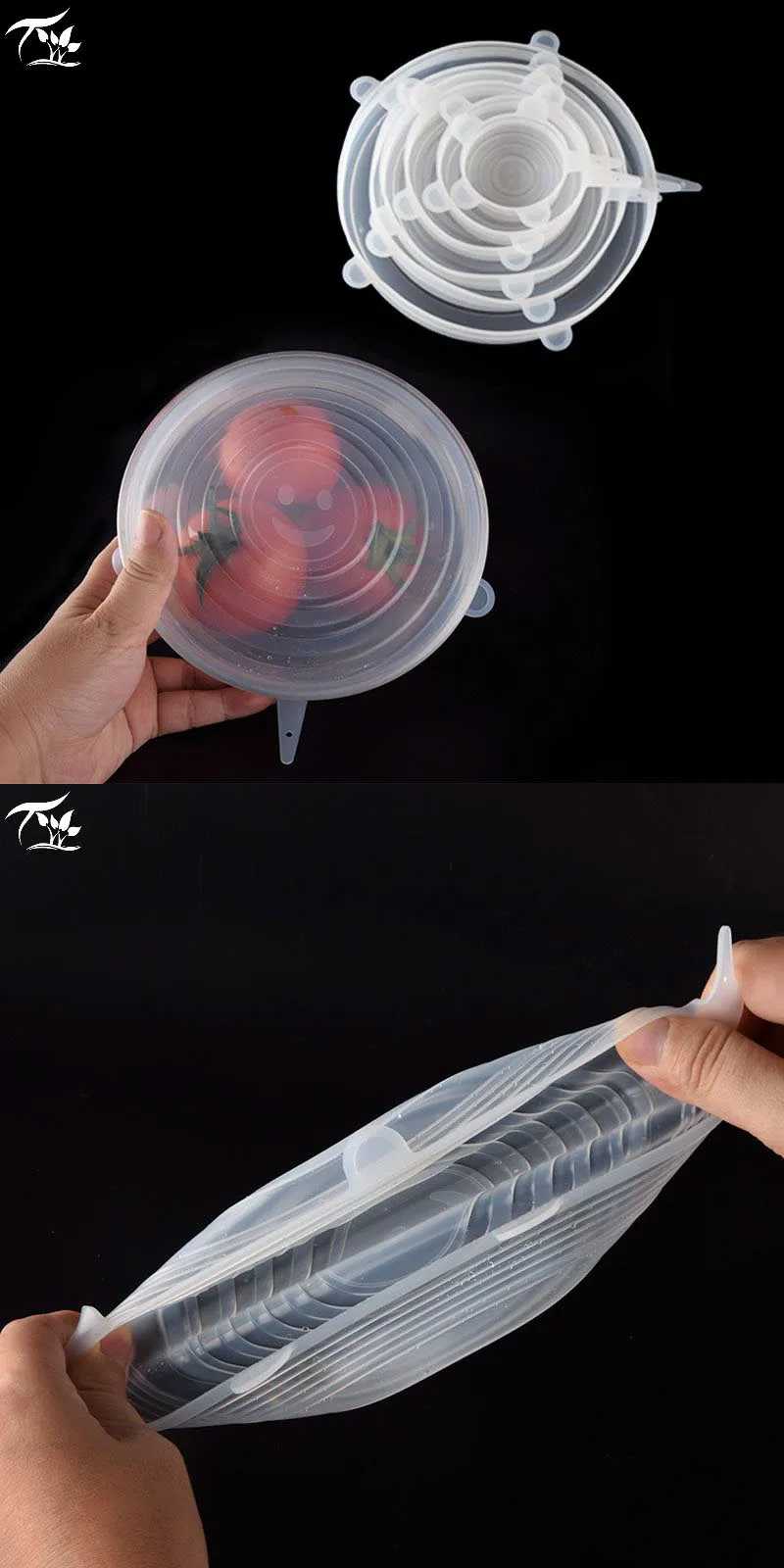 Reusable 6 Sizes Tight Silicone Bowl Covers Set Food Save Clear Stretch ...